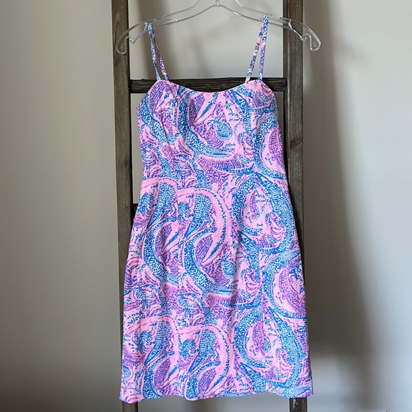 Lilly Pulitzer | Dresses | Lilly Pulitzer Pink Blue And White Zip Back ...